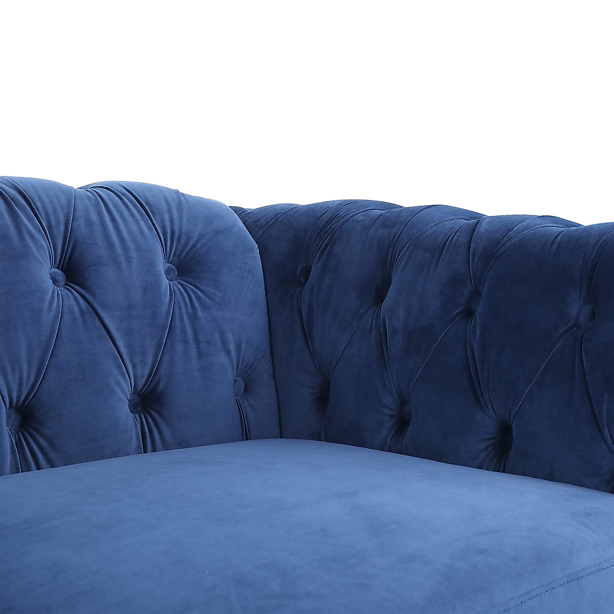 LEVNARY Three-Seat Velvet Sofa, Large Sofa Classic Tufted Chesterfield Settee Modern 3 Seater Couch Furniture Tufted Back for Living Room, Blue