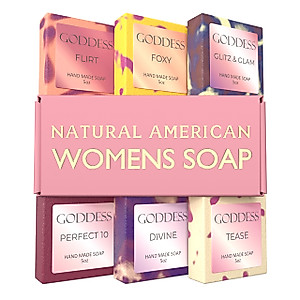 NATURAL AMERICAN Womens Bar Soap – Perfume Scents, 100% All Natural Soap for Women, Essential Oils, Organic Shea Butter – (6pk) Handmade Soaps for Women – GODDESS Women Soap, 5 oz Bar Soap for Women