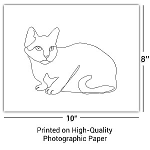 Cats Wall Art - Set of 4-8”x10” Unframed Minimalist Black & White Decor Prints - Makes a Great Gift Under $20 for Cat Lovers