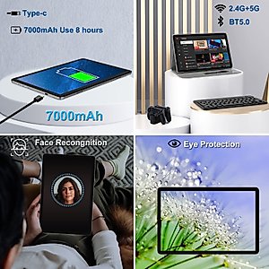 FESABOLE 2024 Newest 2 in 1 Tablet 10 inch Tablet 128GB Storage 1TB Expand Octa- Core Android Tablet Main13MP 5G WiFi Tablet IPS FHD with Stylus Keyboard