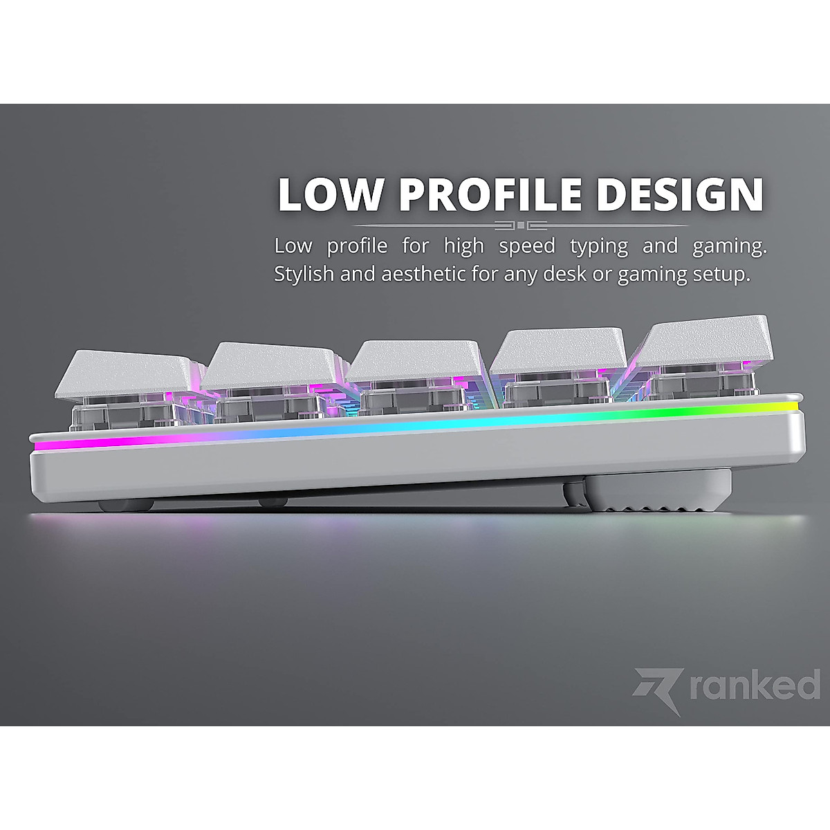 Ranked G65 Guardian 65% | Full Aluminum Frame | Ultra Slim Hot Swappable Mechanical Gaming Keyboard | 68 Keys Multi Color RGB LED Backlit for PC/Mac Gamer (White, Gateron Low Profile Brown)