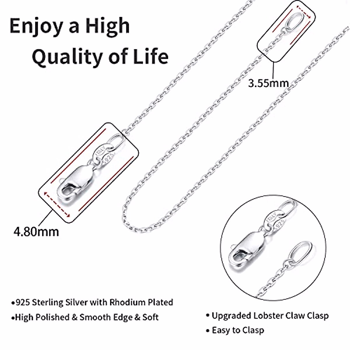 Jewlpire Solid 925 Sterling Silver Chain Necklace for Women Girls, 1.2mm Cable Chain Thin & Dainty & Sturdy Women's Chain Necklaces 18inch