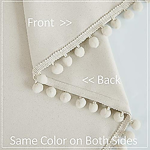 Pompom Window Curtains for Living Room Bedroom 95 inch Triple Weave Half Blackout Window Curtains for Hotel Guest Room Drapes 50" w x2 Panels Rod Pocket