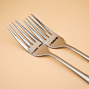 I LOVE YOU/I KNOW Pair of Forks For Couple 7.9" Laser-engraved Fork With Gift Box, Valentine Gift For StarWars Fans