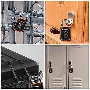 2 Pack FortLocks Gym Locker Lock - 4 Digit, Heavy Duty, Hardened Stainless Steel, Weatherproof and Outdoor Combination Padlock - Easy to Read Numbers - Resettable and Cut Proof Combo Code - Orange