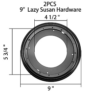 2Pack 9" Lazy Susan Hardware 5/16 Thick Turntable Bearing Swivel Plate 750lbs Load Capacity Round Lazy Susan Turntable Base for Rotating Table, Serving Tray, Corner Shelves, Book Rack, Black
