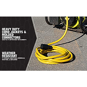 Southwire 65172840 20-Foot 30Amp Generator Cord, 10-Gauge Heavy Duty Electrical Power Cable with L14-30 Locking Plug, 125V / 250V, Yellow, Feet, Black