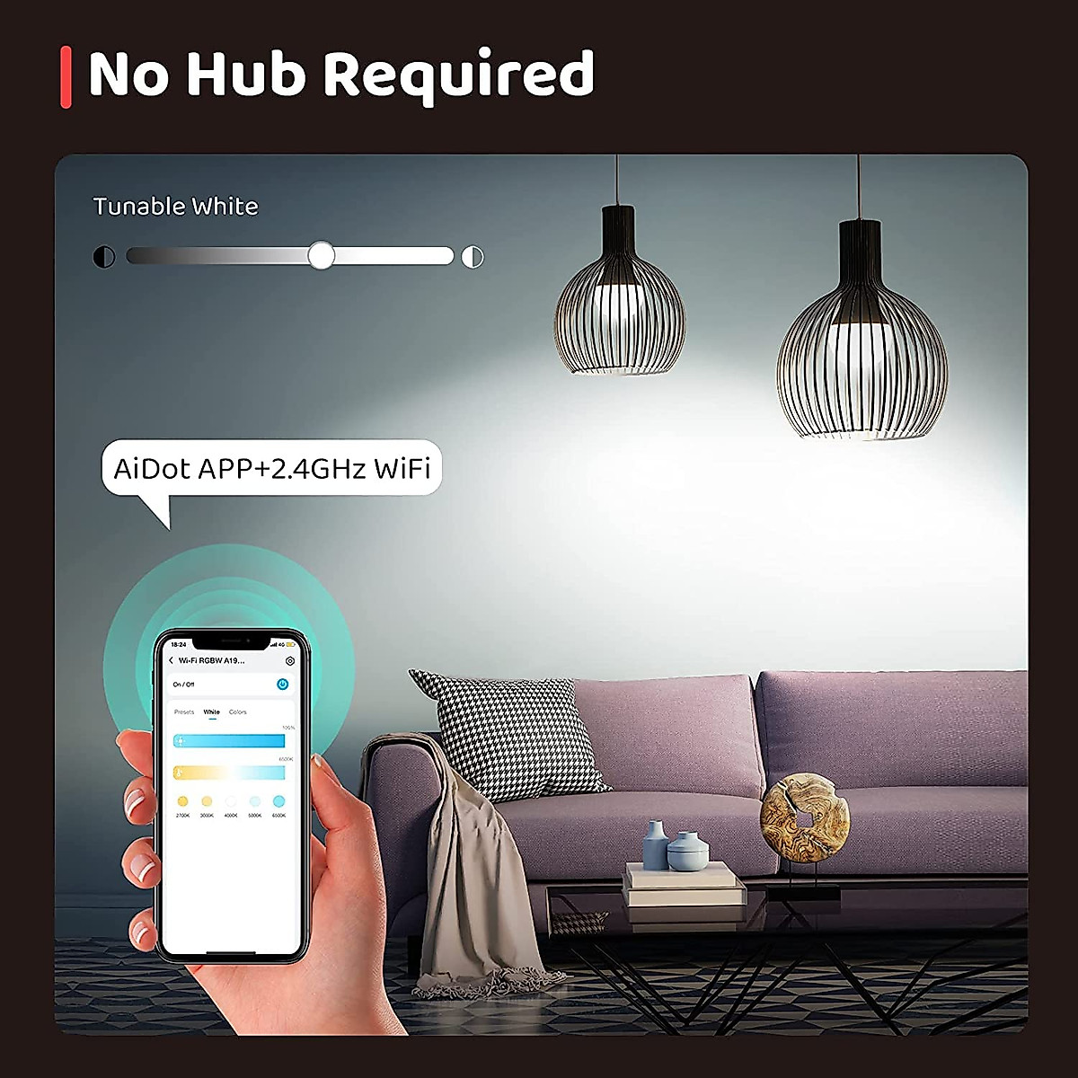 OREiN Smart WiFi Light Bulbs, Dimmable RGBW LED Light Bulbs Color Changing Light Bulb, A19 E26 60W Equivalent, Multicolor Smart Bulbs That Work with Alexa & Google Home, 1800k-6500k, High CRI, 4 Pack