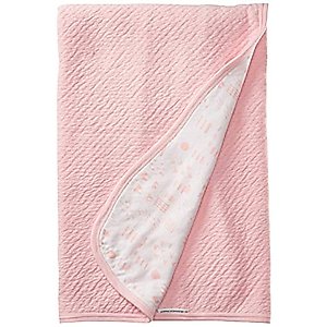 HonestBaby unisex baby Organic Cotton Matelasse Reversible Receiving Wearable Blanket, Pattern Play White/Pink, One Size US