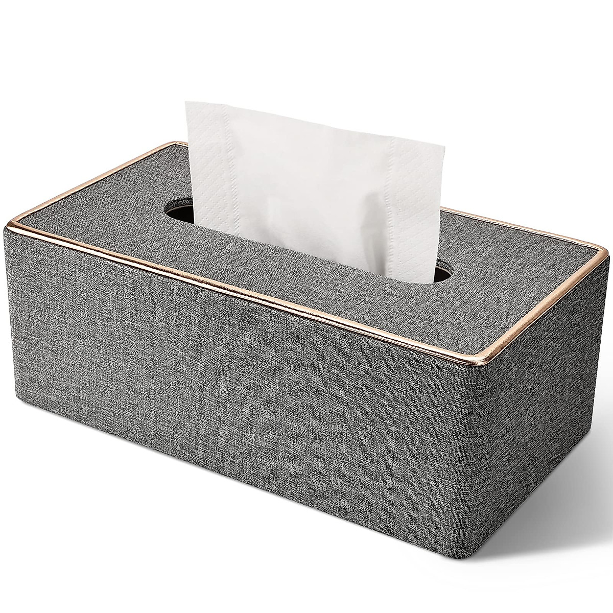 Tissue Box Cover Rectangular, PU Leather Tissue Box Holder for Kleenex,Napkin,Tissue Box Covers Rectangle for Bathroom Car Home Office Decorative 9.84"X5.23"X3.77" Grey