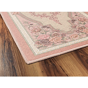 Brumlow MILLS Estate Rose Floral Blossoms Traditional Area Rug for Living Room Mat, Dining, Kitchen Rugs, Bedroom Carpet and Home Décor, 22" x 60", Blush