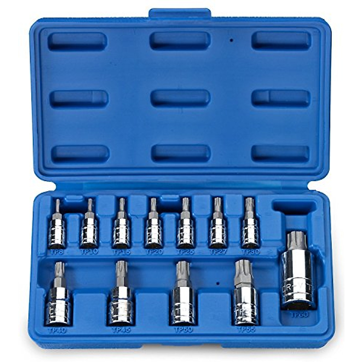 Neiko 10086A 6 Point Torx Plus Bit Socket Set, 1/4-Inch, 3/8-Inch and 1/2-Inch Drive, TP8 - TP60, 12-Piece