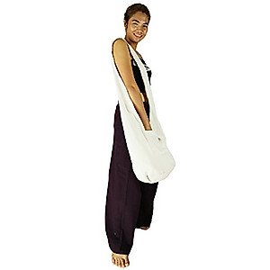 Lovely Creations Thai Monk Buddha Cotton Sling Crossbody Messenger Bag Purse Hippie Hobo Shoulder Bag (์NN White)