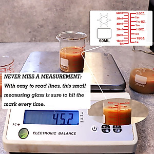 High Borosilicate Glass Measuring Cup Set-V-Shaped Spout，Includes 60ml(2OZ), 120ml(4OZ), and 250ml(8OZ) Glass Measuring Beaker for Kitchen or Restaurant, Easy to Read