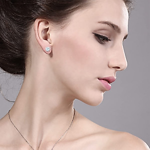 Gem Stone King 18K White Gold Gemstone Birthstone and White Diamond Earrings | Halo Stud Earrings for Women | White Gold Earrings for Women