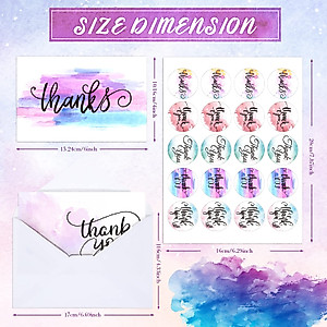 Faccito 100 Watercolor Thank You Cards with Envelopes and Stickers, Baby Shower, Graduation, Birthday, Wedding, Thank You