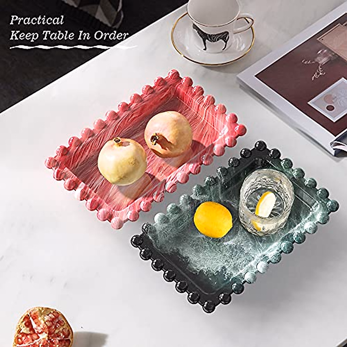 Resin Tray Mold with Bead Edges Rectangle Jewelry Plate Mould for Resin Epoxy Casting Display Trinket Candles Holder Soap Dish Storage Container Art Crafts Making Supplies Home Decoration