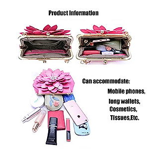 Women's 3DFloral Evening Satchel handbag Bag,Shell fashion diamond-encrusted flower shoulder (Green)