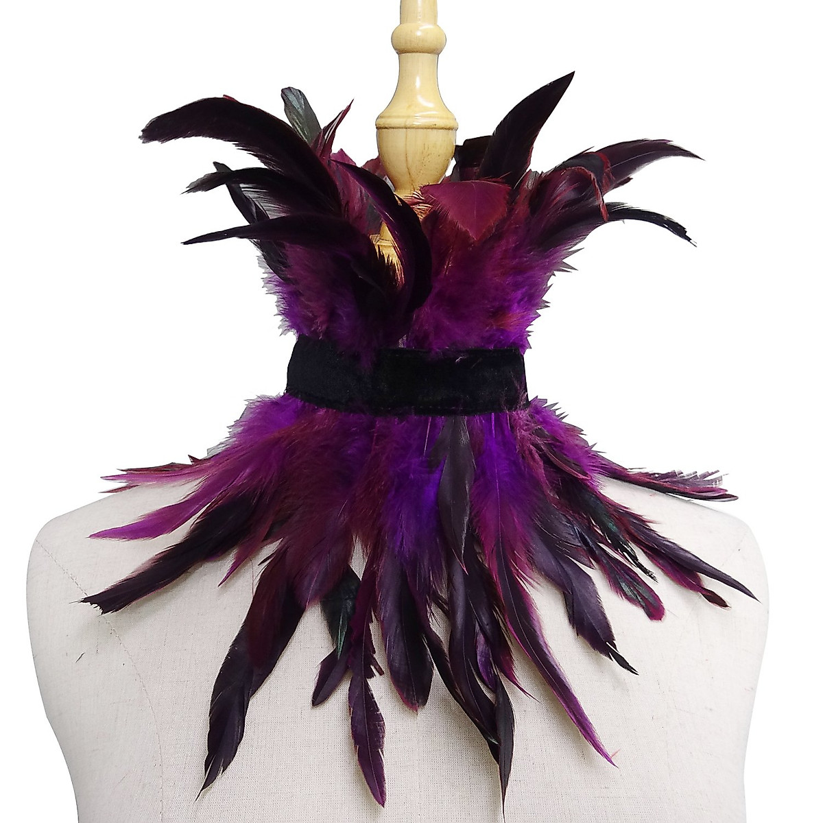 L'vow Gothic Victorian Natural Feather Choker Neck Wrap Collar for Halloween Party(Purple)