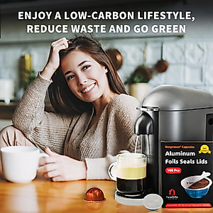 Fanativita Universal Aluminum Foil Seal Lids for Nespresso Pods Vertuo, Compatible with Nespresso Vertuo Reusable Pods, 100Pcs Coffee Pods Covers (62mm)