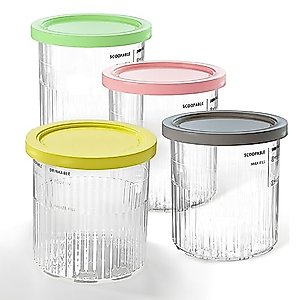 SAMTURUI Ice Cream Containers 24oz Replacement Pints and Lids for Ninja Creami 4 Pack, Compatible with Ninja NC501 NC500 Series/Deluxe Ice Cream Maker, BPA-Free, Dishwasher Safe, Leak Proof