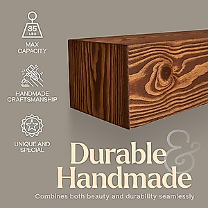 Fireplace Mantel, Natural Wood Floating Shelves, Easy to Install Rustic Shelving, Water-Based Paint, 72 Inch, Aged Oak - Luxe Shelf Group