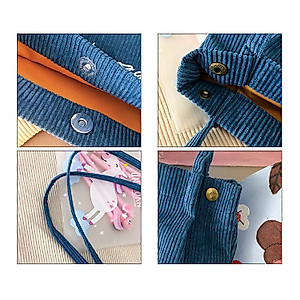 Women Corduroy Shoulder Bag Cute Bear Canvas Tote Bag Large Corduroy Hobo Bag Casual Shoulder Handbag for Work School Travel (Pink)