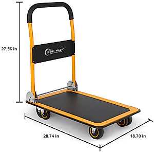 Simpli-Magic Push Cart Dolly, Moving Platform Hand Truck, Foldable for Easy Storage and 360 Degree Swivel Wheels with 440lb Weight Capacity