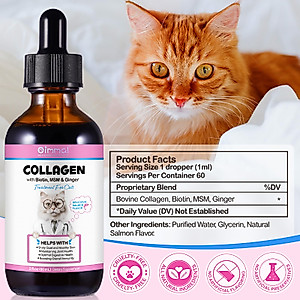 Skin and Coat Supplement for Cats, Collagen for Dogs, Liquid Collagen Boost for Cats, Itch Relief for Cats with Allergies, with Biotin, Support Joints, Skin, Bone & Immune System 2fl.oz