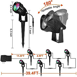 Remon Outdoor Smart RGB Landscape Lights, 30W Low Voltage Remote Control Waterproof Spotlight for Garden Yard Patio Lawn Pathway Party