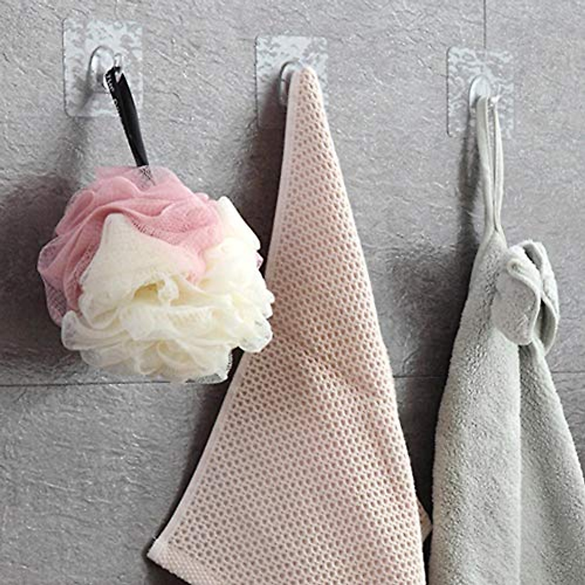 5 Pcs Adhesive Hooks,Adhesive Wall Hooks Nail Free Heavy Duty Hooks Robe Hooks Towel Stands Office Strong Sticky Wall Hook, Bathroom Toilet Kitchen Bath Towel Hooks