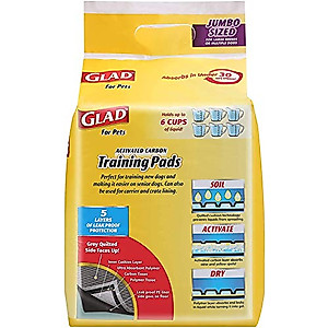 Glad for Pets JUMBO-SIZE Charcoal Puppy Pads | Black Training Pads That ABSORB & Neutralize Urine Instantly | New & Improved Quality Puppy Pee Pads, 30 Count - 2 Pack (60 Pads Total)