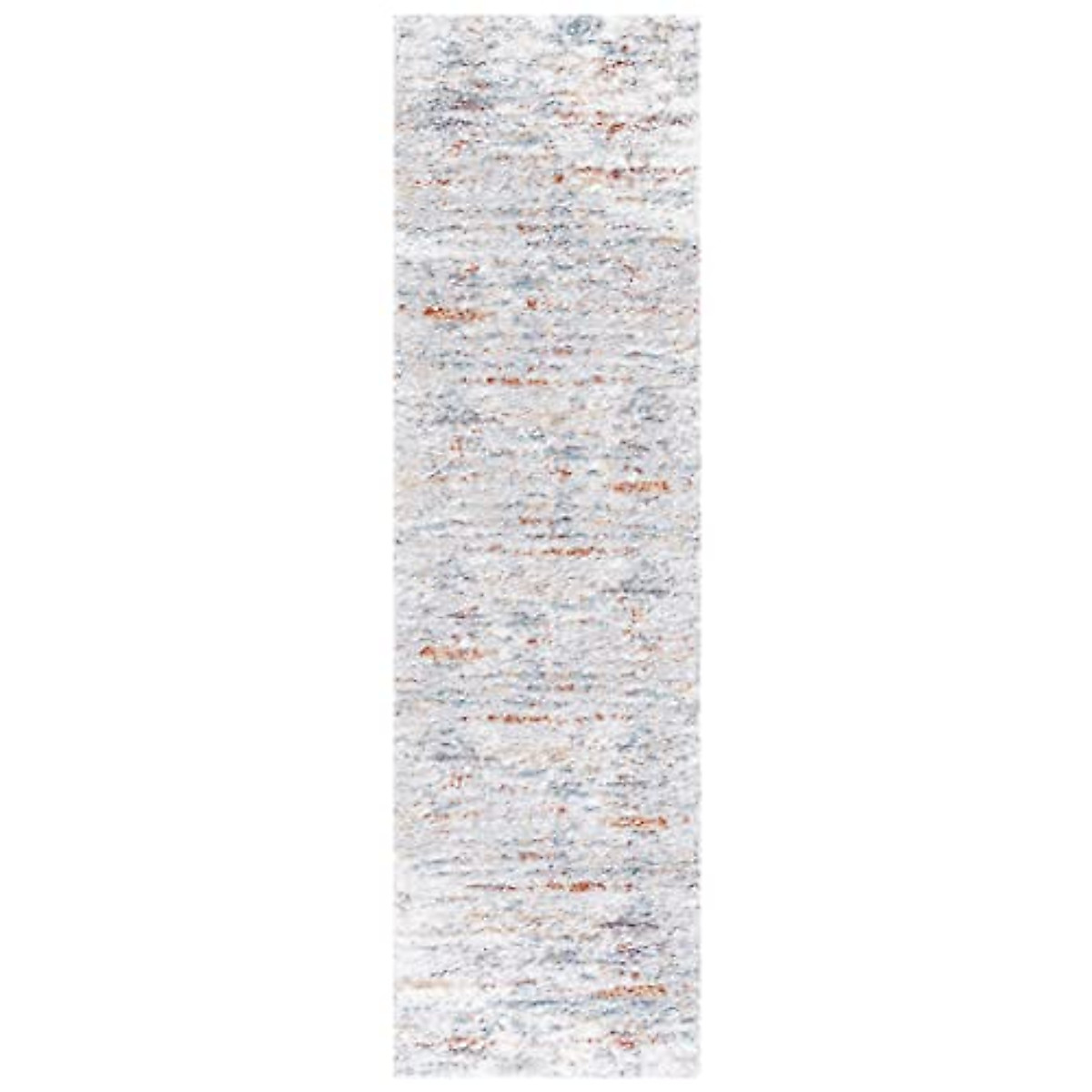 SAFAVIEH Berber Shag Collection Runner Rug - 2'3" x 12' Runner, Blue Rust & Ivory, Modern Abstract Design, 1.2-inch Thick Ideal for High Traffic Areas in Living Room, Bedroom, Dining (BER577A-212)