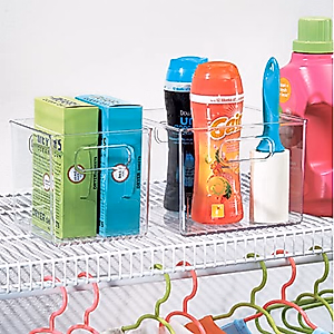 iDesign Recycled Plastic Pantry and Kitchen Storage, Freezer and Fridge Organizer Bin with Easy Grip Handles – 8” x 8” x 6”, Clear