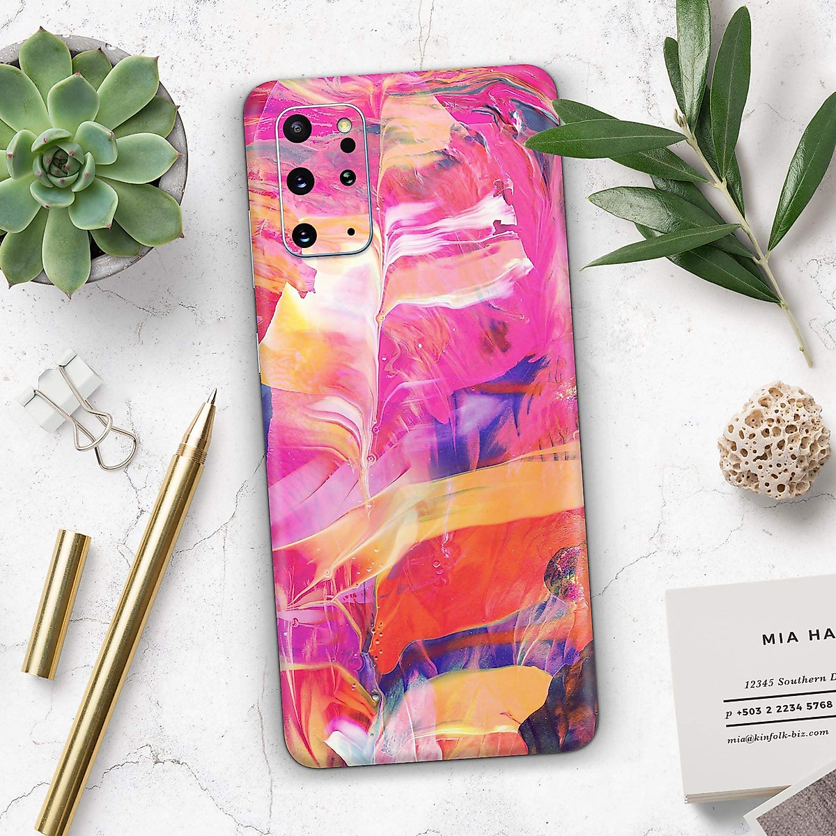 DesignSkinz Liquid Abstract Paint Remix V68 Protective Vinyl Decal Wrap Skin Cover Compatible with The Samsung Galaxy S20 (Screen Trim & Back Glass Skin)