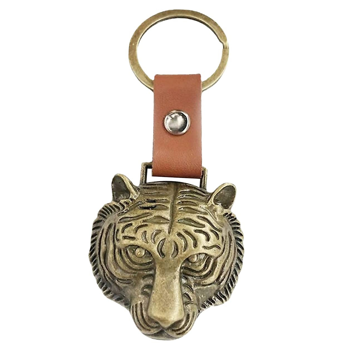 RORPOIR Keychain Tiger Head Corkscrew Zinc Alloy Man Pendant Flat Gifts