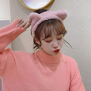 Lurrose 3pcs Animal Ear Headband Plush Makeup Headband Spa Headband Turban Cat Hair Band for Women Gilrs Washing Face Cosmetic Shower Sport