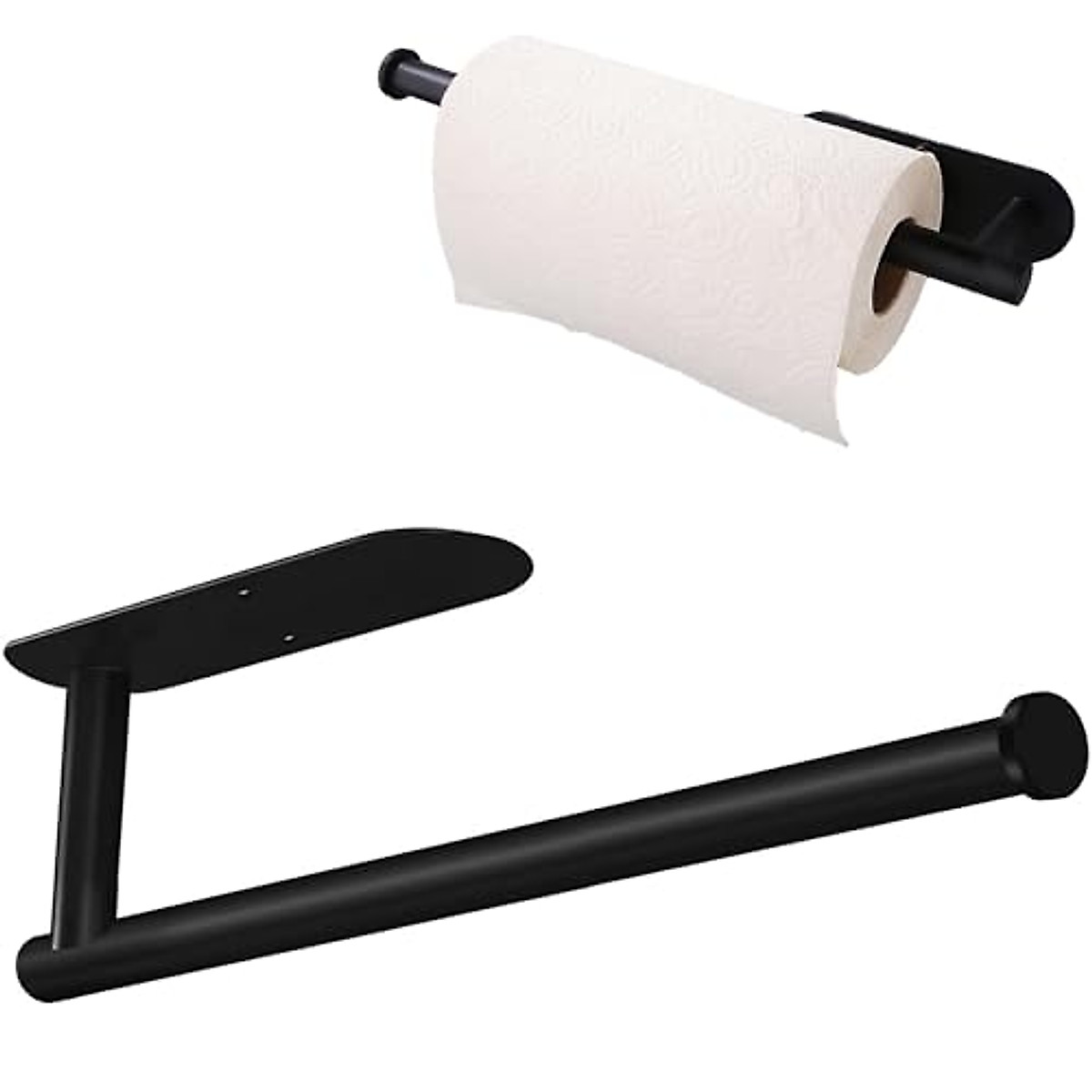 Remarkable Home Paper Towel Holder - Self-Adhesive Or Screw Mounted for Under Cabinet Or Wall, Great for Kitchen, RV, Bathroom and Garage (Black)