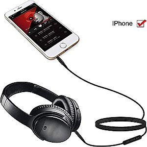 QC45 Audio Cable Replacement Headphone Cord Wire Compatible with Bose Quietcomfort 35 QC25 QC35 QC45 OE2i Soundlink SoundTrue NC700 Headphones Aux Cord(Black with Mic)