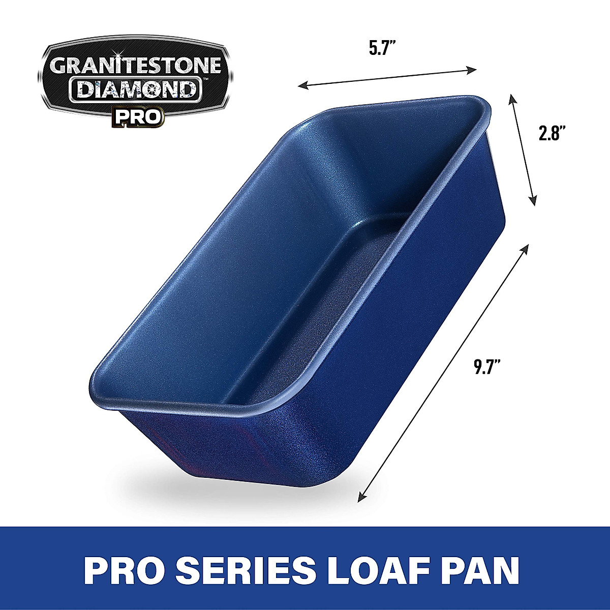 Granitestone Blue Nonstick 9.7in x 5.75in x 2.8in Loaf Pan, Oven Safe up to 500F, Dishwasher Safe