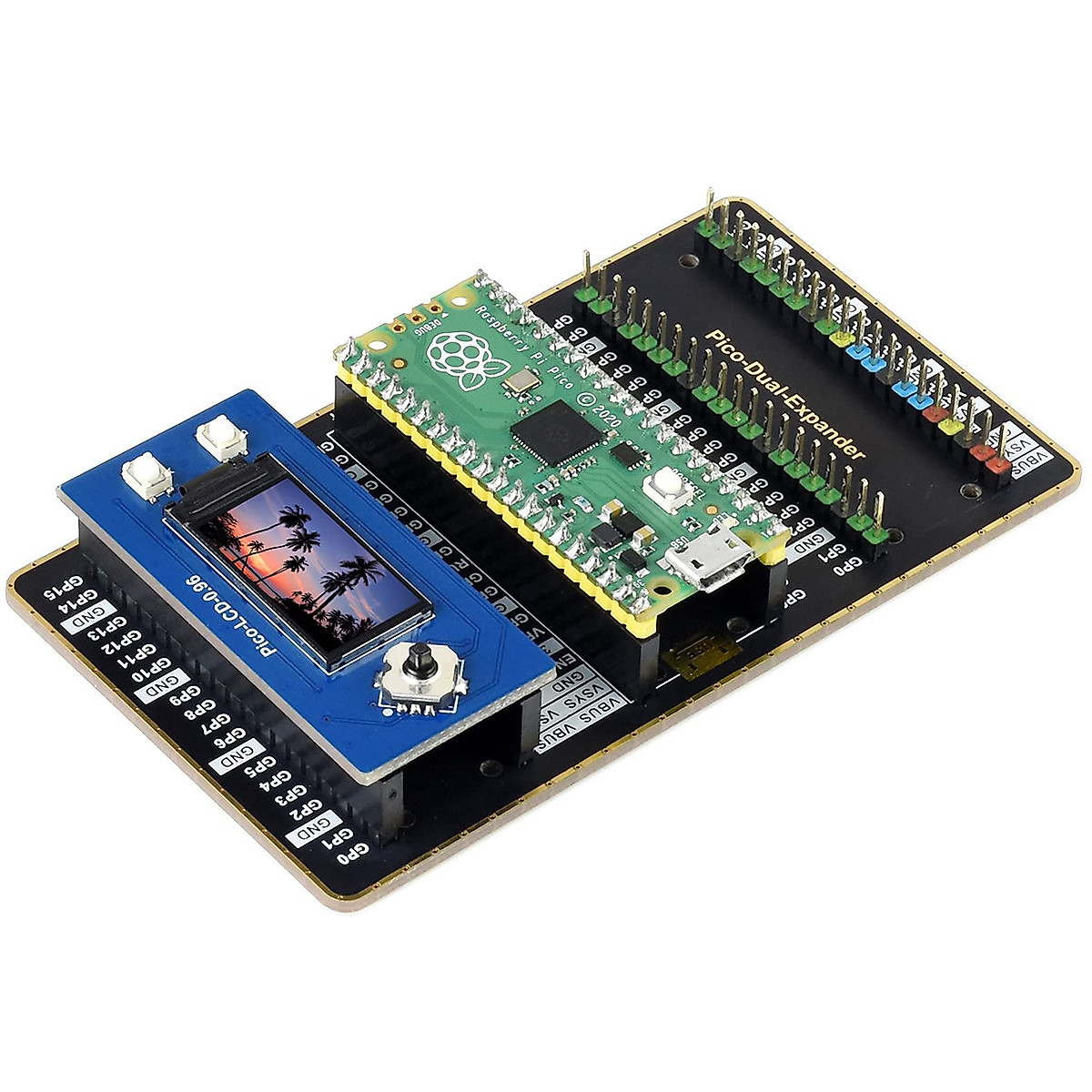 waveshare 0.96 inch LCD Display for Raspberry Pi Pico, 65K Colors Display Module, IPS Screen, 160×80 Pixels, Embedded ST7735S Driver, Using SPI Bus, Compatible with Raspberry Pi Pico Header