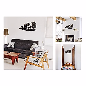 Remenna Cabin Decor Metal Deer Wall Art Rustic Wall Decor Hanging for Bathroom Living Room Bedroom Indoor Outdoor 22x13 Inches