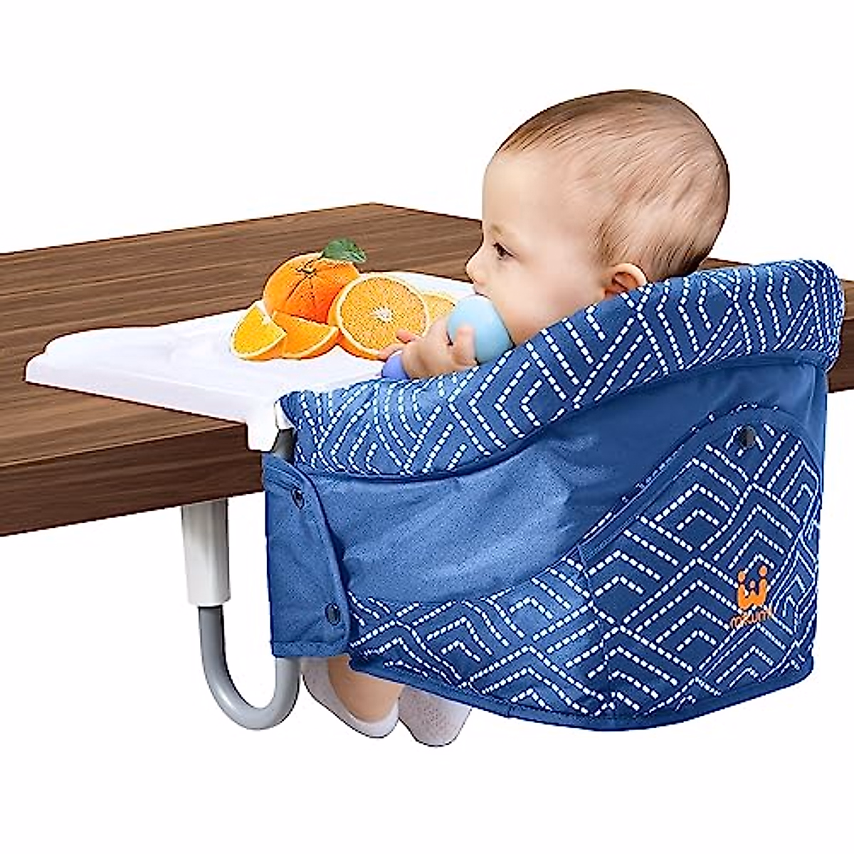 MTWML Hook On High Chair with Tray,Portable Baby High Chair That Attaches to Table,Clip On Fast Table High Chair for Babies and Toddlers.Baby Feeding Seat for Dining Table and Counter to Travel(Blue)