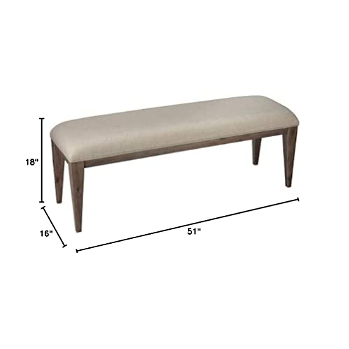 Cortesi Home Leno Dining Bench, 51", Beige