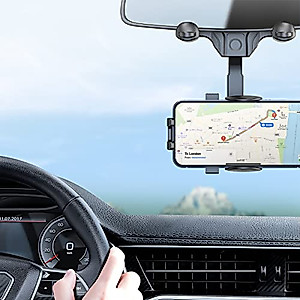 Rearview Mirror Phone Holder for Car, New Upgraded Car Cell Phone Holder, 360 Rotatable and Adjustable Anti-Shake Car Phone Holder Mount for iPhone 14 13 Pro Max, Most Mobile Phones & Vehicles