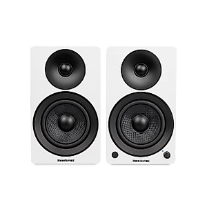 Fluance RT81 Elite High Fidelity Vinyl Turntable (White) with Ai41 Powered 5" Stereo Bookshelf Speakers (Lucky Bamboo), Diamond Stylus, Belt Drive, Built-in Preamp, 90W Class D Amplifier, Bluetooth