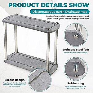 Sekonow 2 Tier Sink Caddy, Bathroom Instant Dry Sink Organizer, Diatomaceous Earth Fast Drying Stone Sink Tray, Kitchen Sink Organizer Soap Sponge Holder