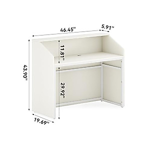 LITTLE TREE 47-Inch Reception Desk with Counter, White Front Desk Reception Room Table, Retail Counter for Checkout, Modern Welcome Desk for Lobby, Office, Beauty Salon