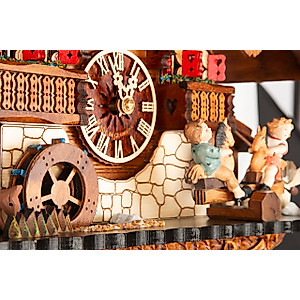 Cuckoo-Palace Large German Cuckoo Clock - The Seesaw Mill Chalet with Quartz Movement with Moving Seesaw - Black Forest Clock