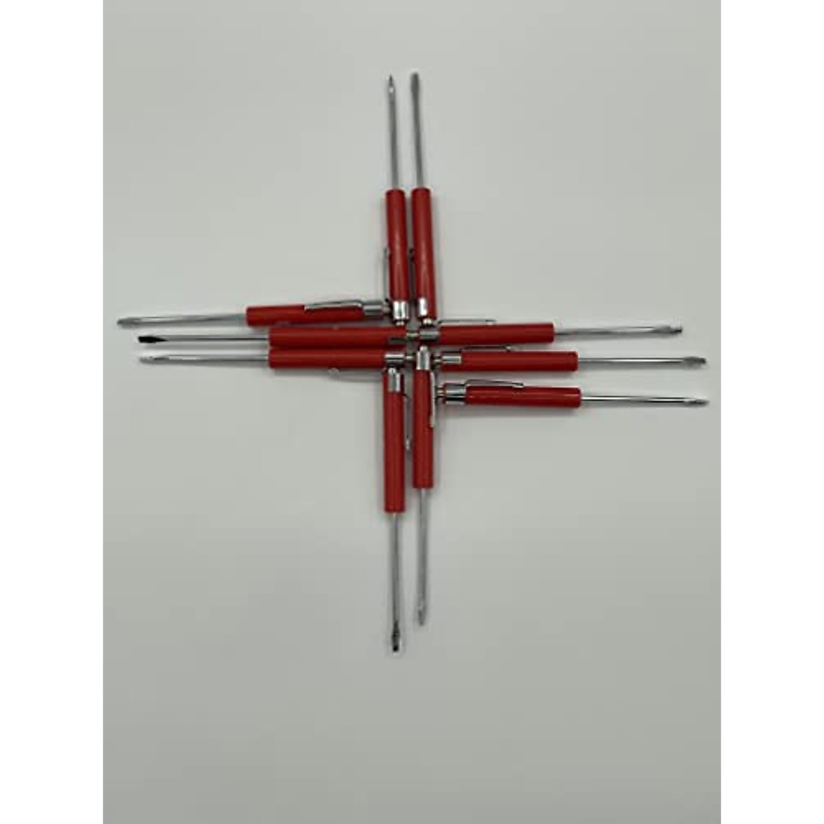 COLIBROX (10) TEN Snap on Pocket Screwdriver, Flat Tip Screwdrivers, RED ~ Magnetic .NEW. R86855